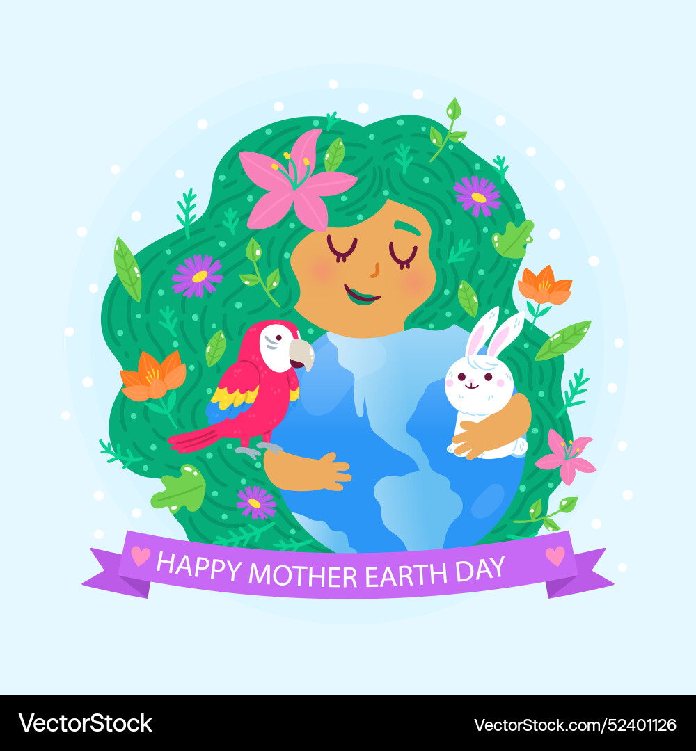 Cartoon mother earth day Royalty Free Vector Image