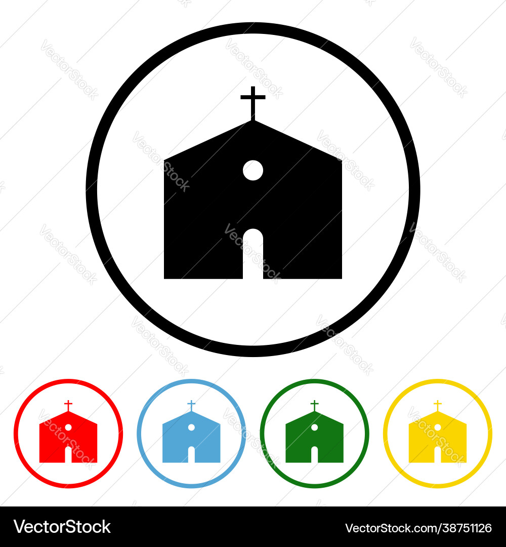 Church flat icon with color variations Royalty Free Vector