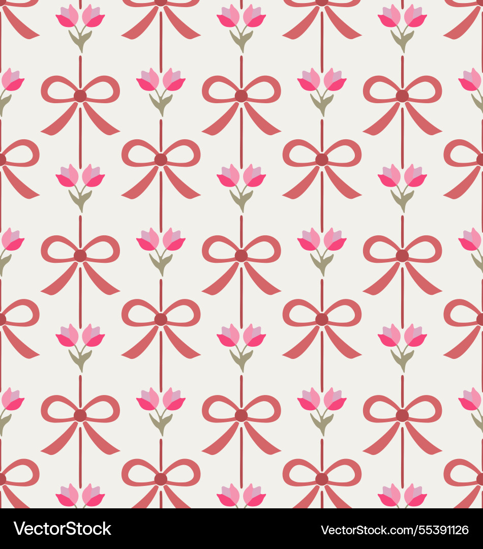 Cute pink soft flowers and bows kid repeat pattern