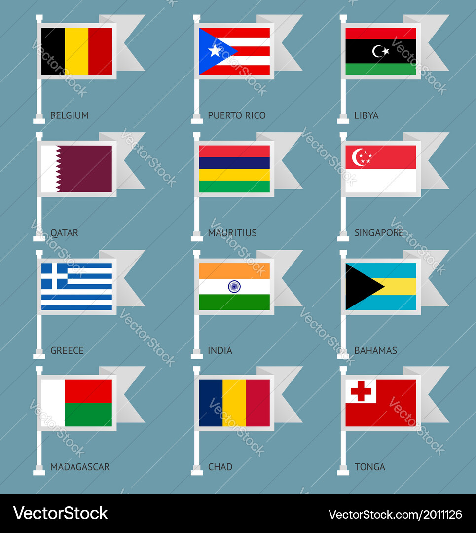 Flags set four-02 Royalty Free Vector Image - VectorStock