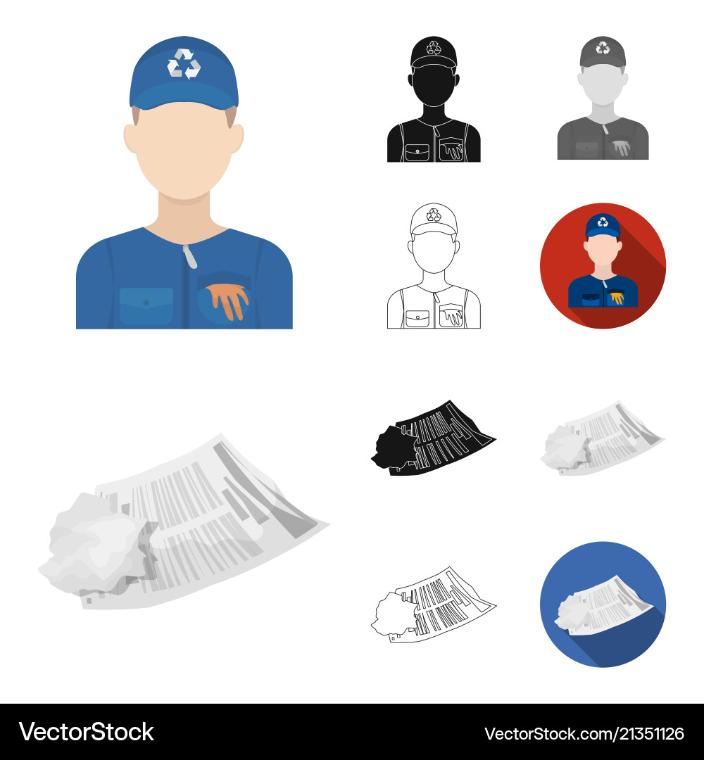 Garbage and waste cartoonblackflatmonochrome Vector Image