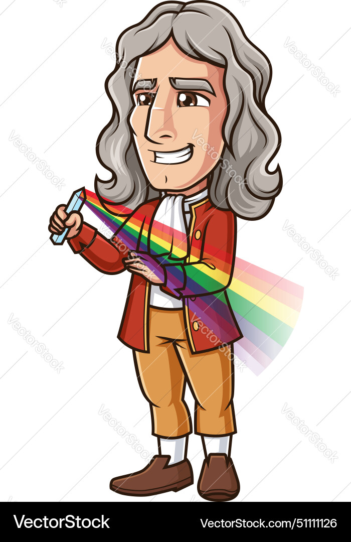 Isaac Newton Prism Cartoon Royalty Free Vector Image