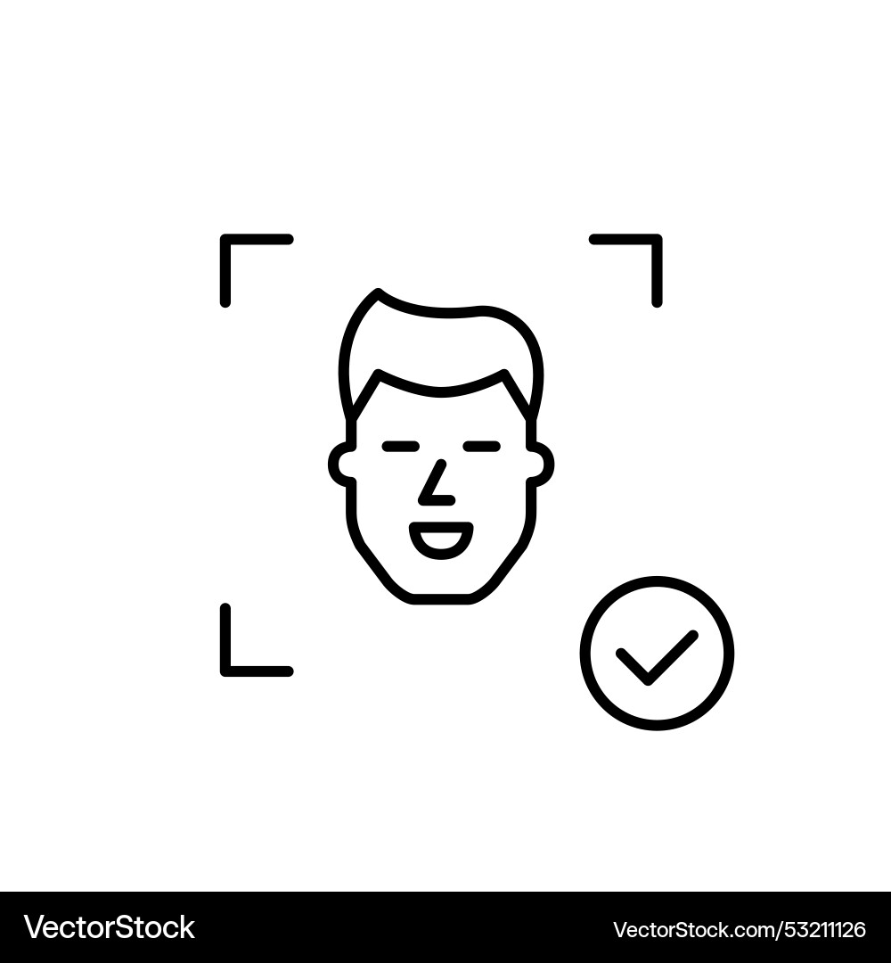Man face scan and checkmark secure login Vector Image Man face scan and checkmark secure login Vector Image