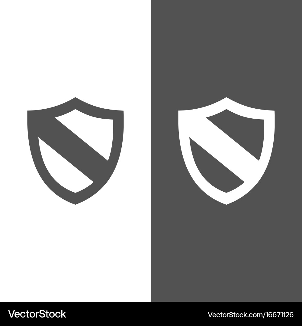 Protection shield icon on black and white Vector Image