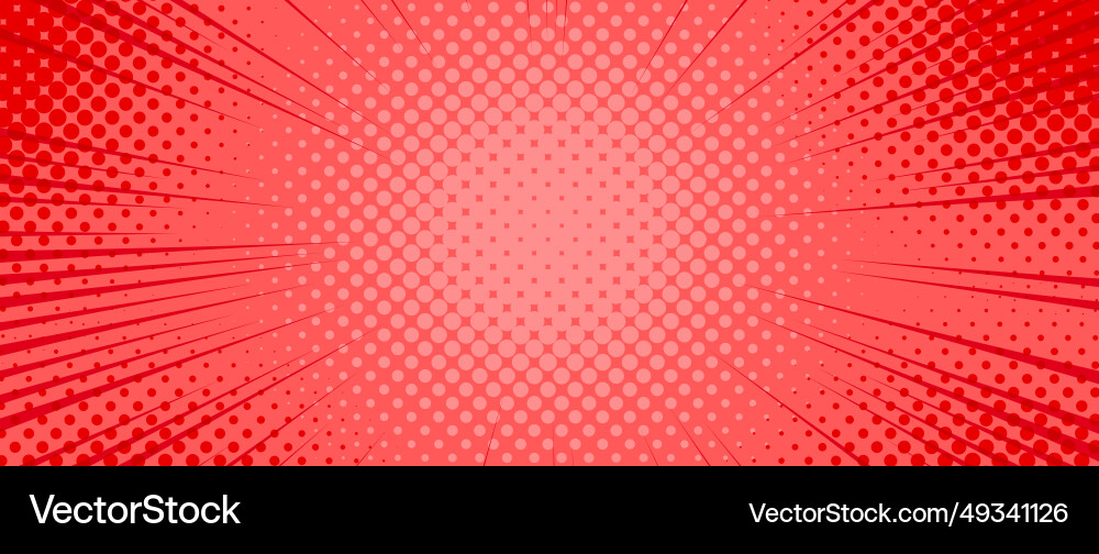 Red Radial Dotted Comic Background Speed Lines Vector Image
