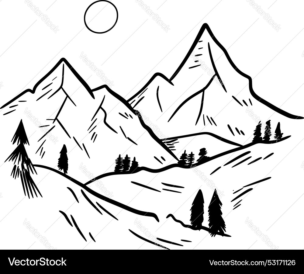 Single mountain silhouette Royalty Free Vector Image