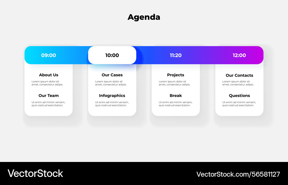 A vibrant agenda with timeline Royalty Free Vector Image