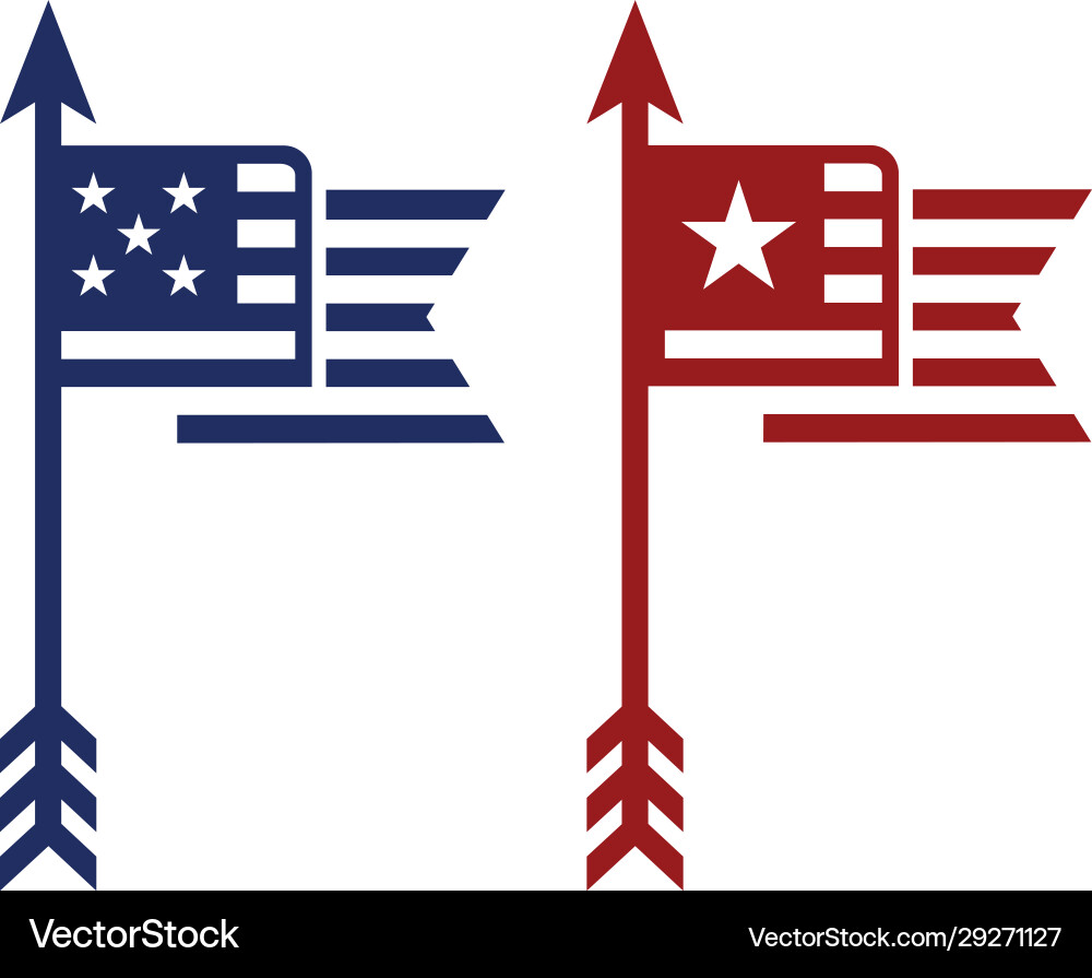 Arrow flagpole national strip flag star Royalty Free Vector