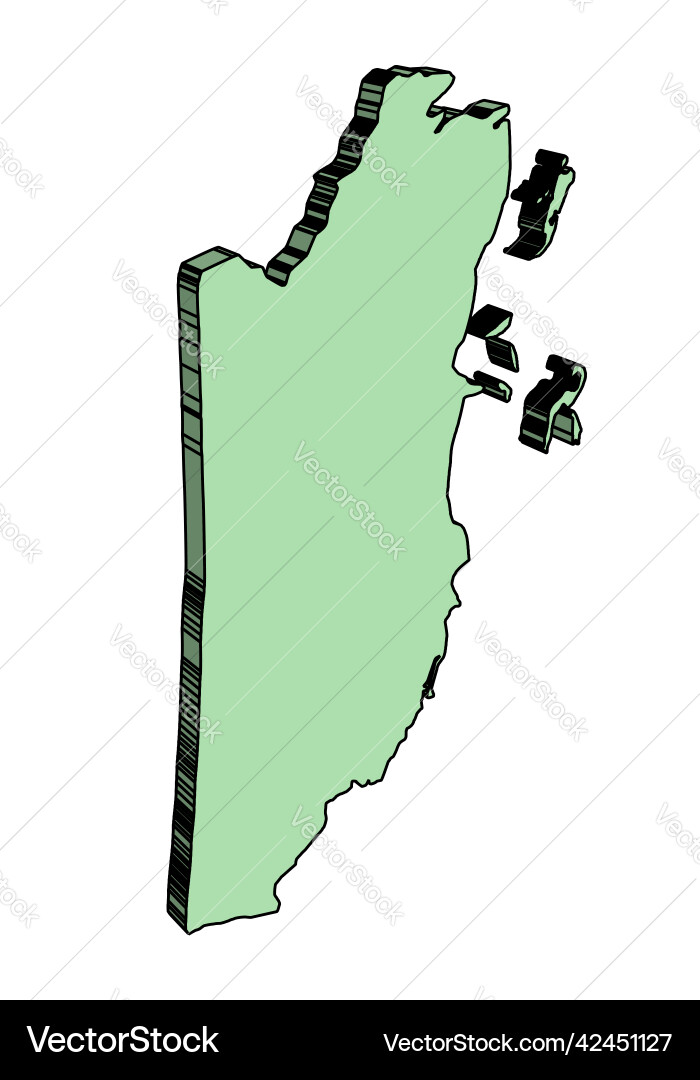 Belize 3d map silhouette Royalty Free Vector Image