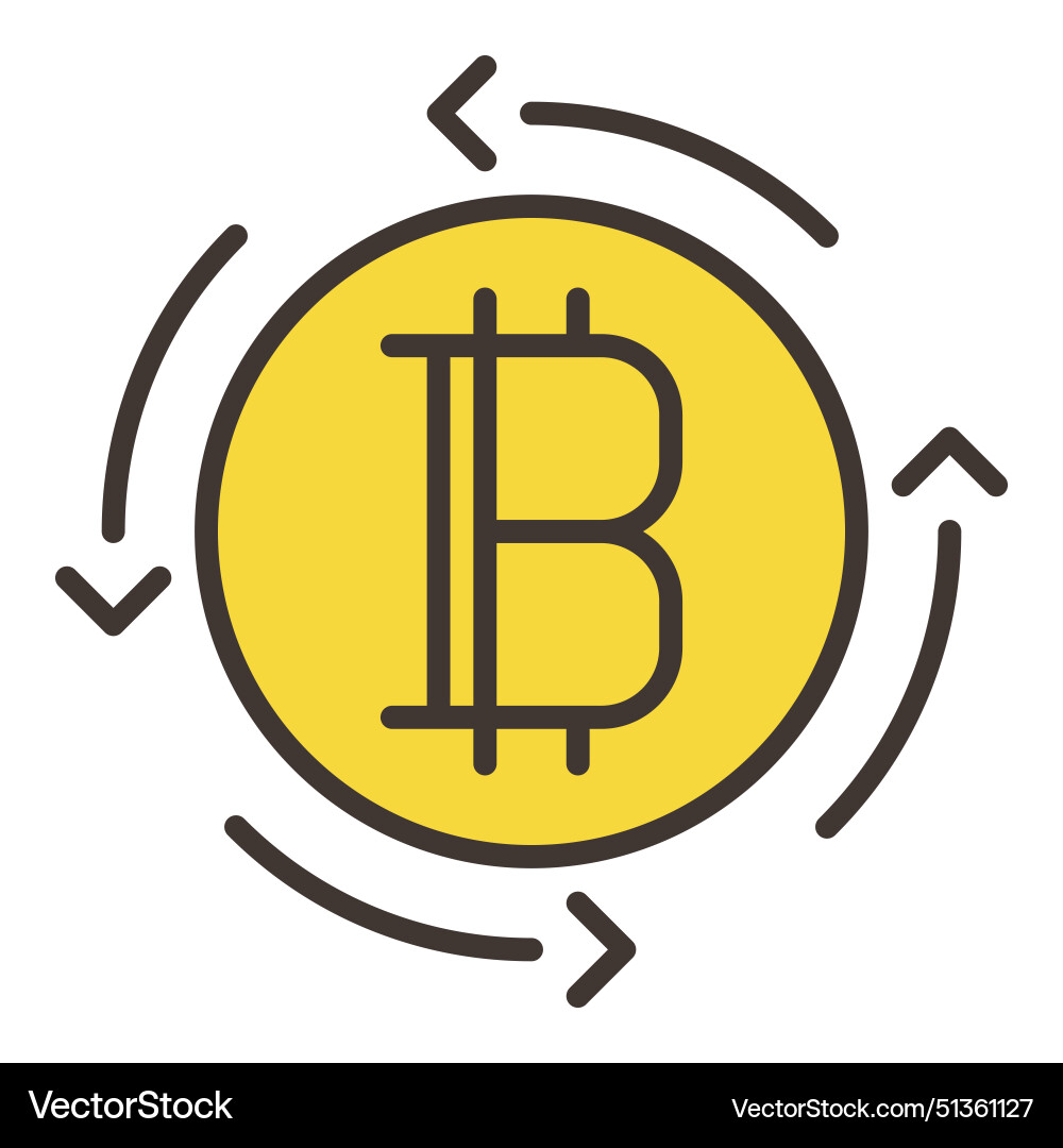 Bitcoin sign inside arrows crypto currency round Vector Image