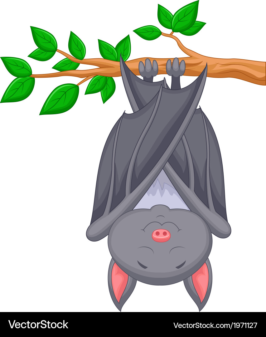 Cartoon Bat Resting on a Branch Royalty Free Vector Image