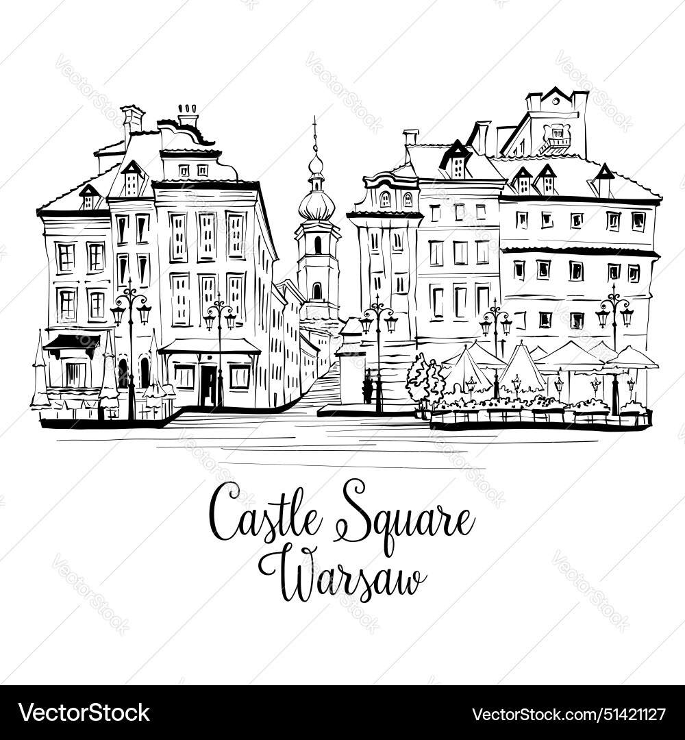 Castle square in warsaw poland Royalty Free Vector Image