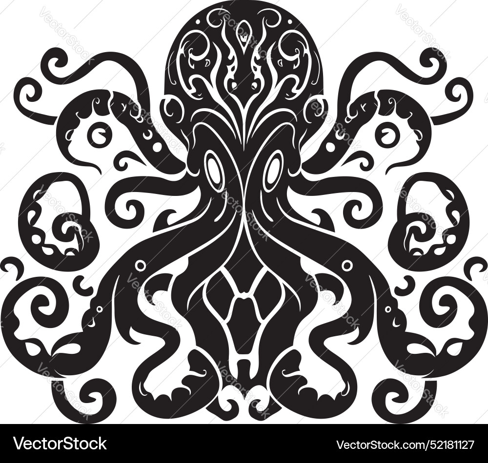 Ethereal harmony octopus mandala art black icon Vector Image Ethereal harmony octopus mandala art black icon Vector Image