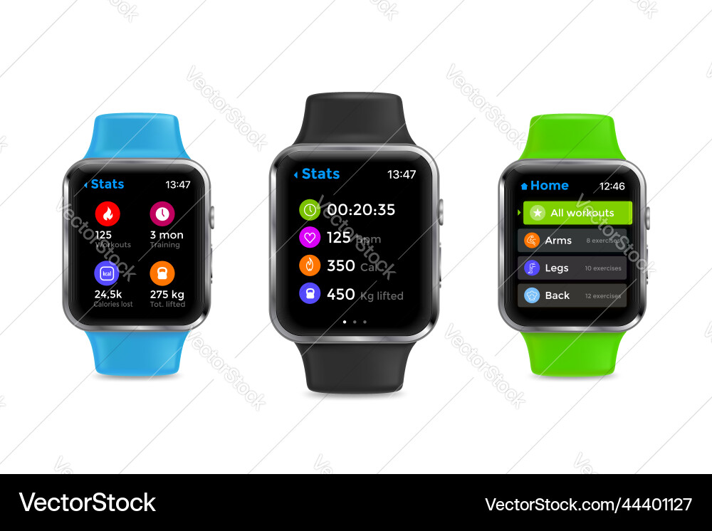 Fitness tracker display smart watch interface Vector Image