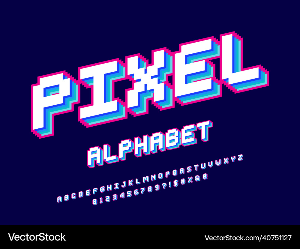 Pixel font Royalty Free Vector Image - VectorStock