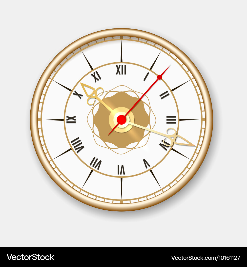 Vintage Retro Wall Clock Icon Royalty Free Vector Image