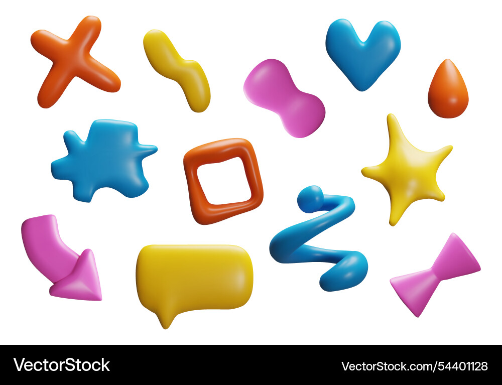 3d of a set with cartoon Royalty Free Vector Image
