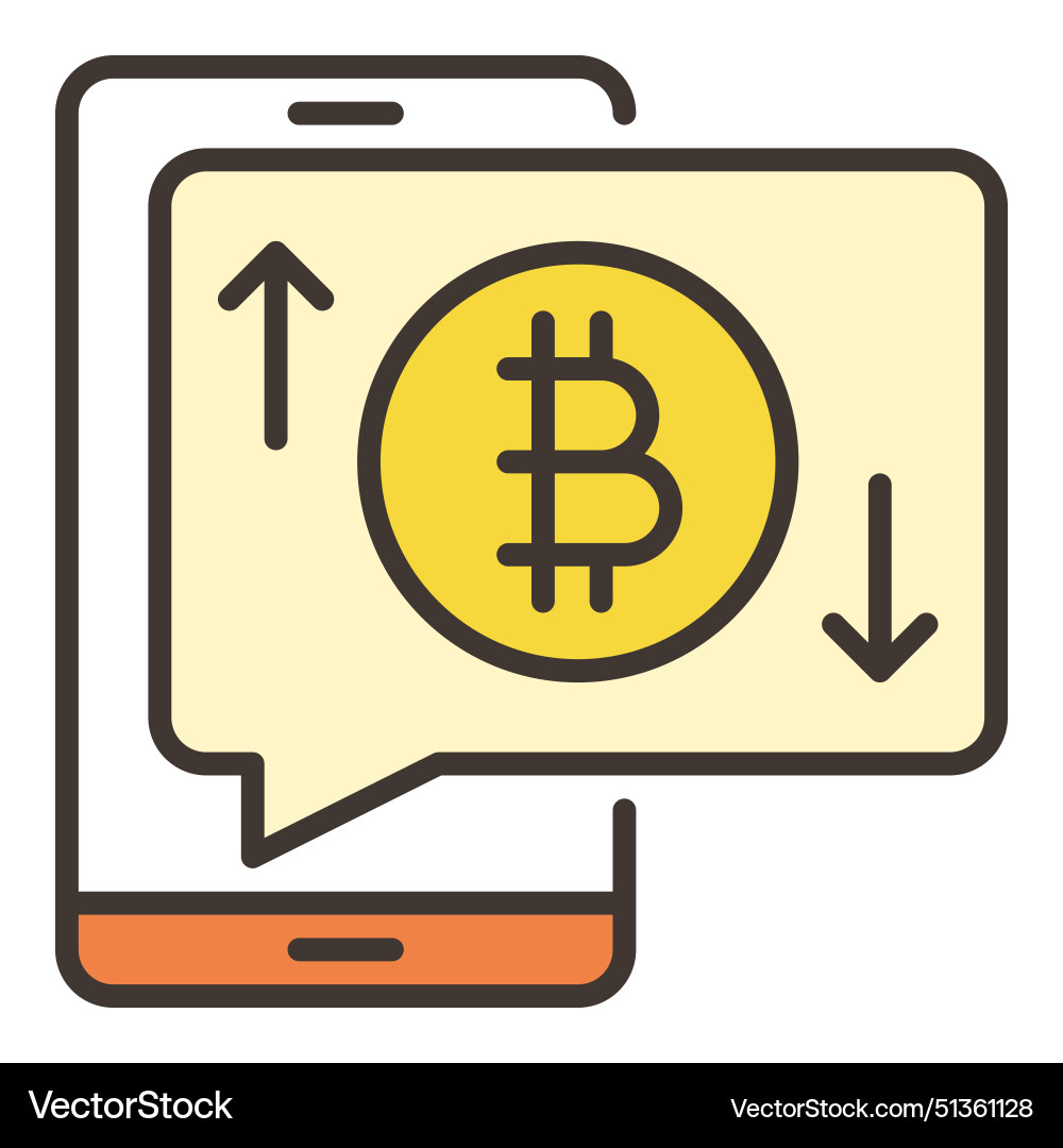Bitcoin sign on phone screen crypto smartphone Vector Image
