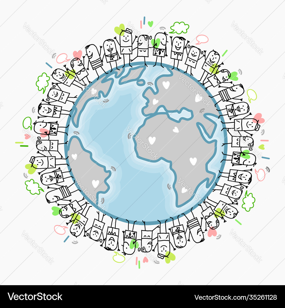Cartoon peaceful people all around world Vector Image