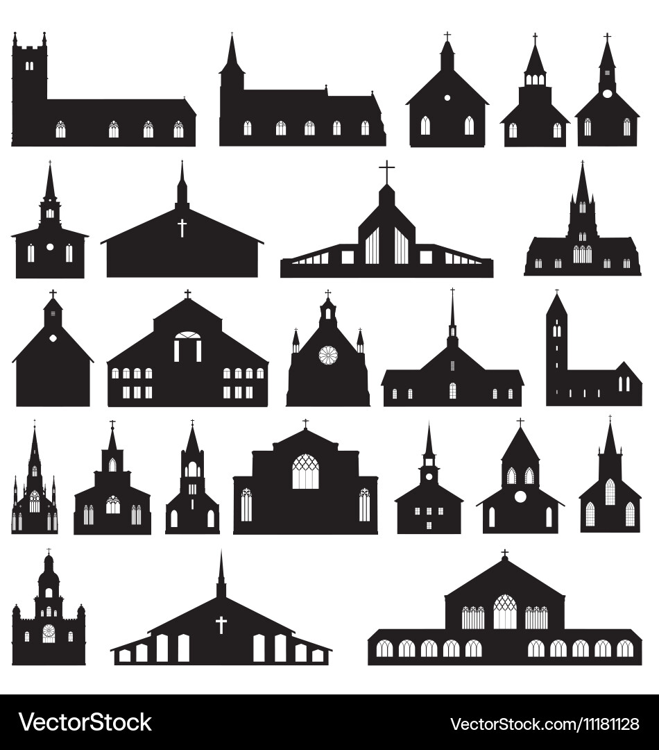 Church silhouettes Royalty Free Vector Image - VectorStock
