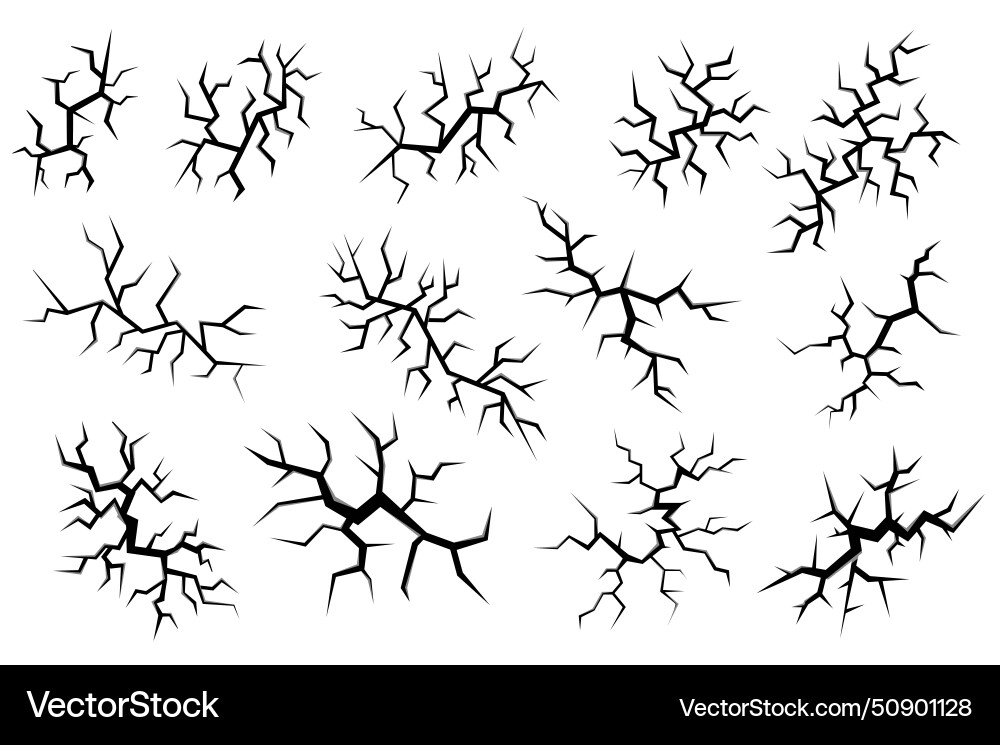 Cracked effect mega set in flat design bundle Vector Image