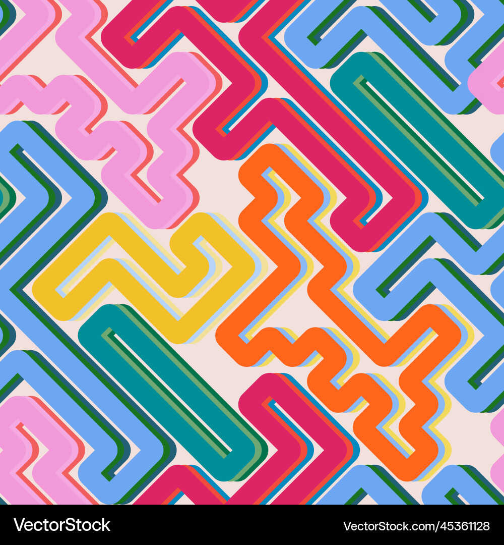 Curved bright lines seamless pattern Royalty Free Vector