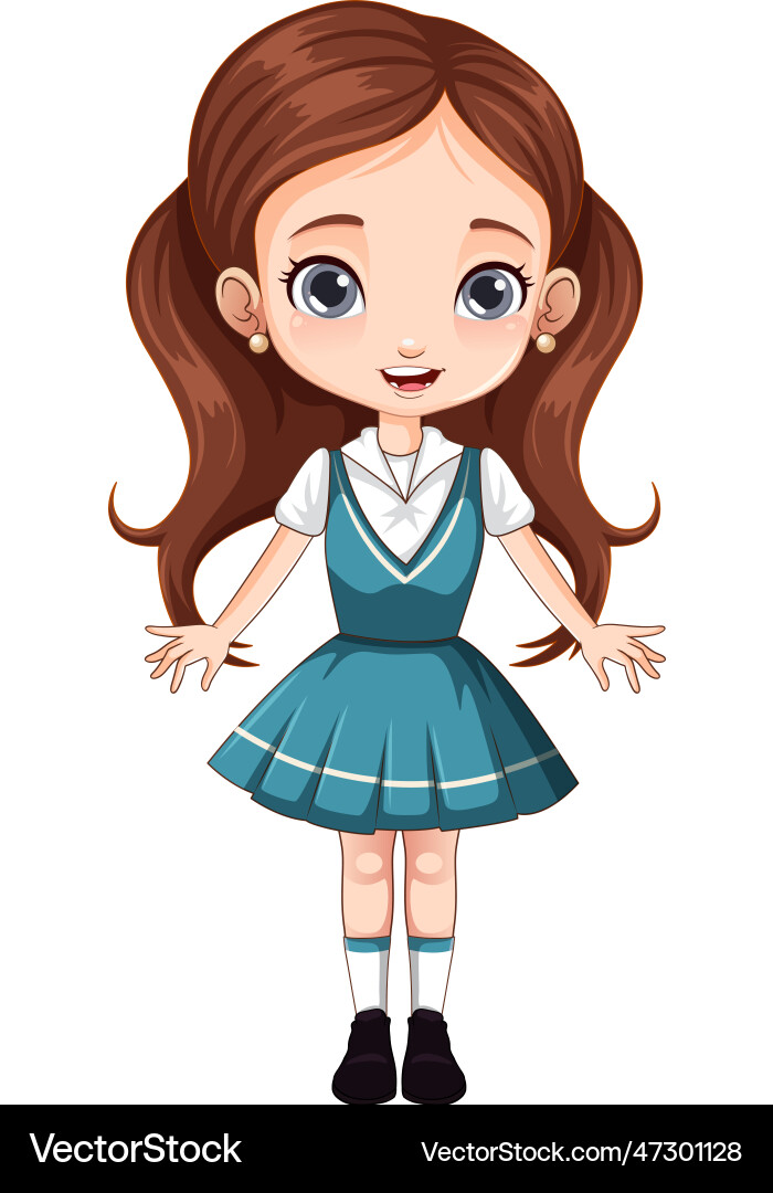 Cute female student cartoon character Royalty Free Vector