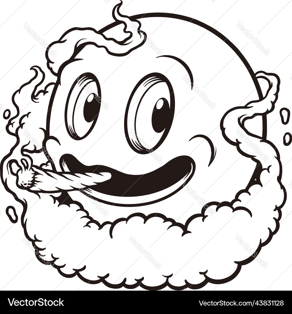 Emoji weed smoking silhouette Royalty Free Vector Image