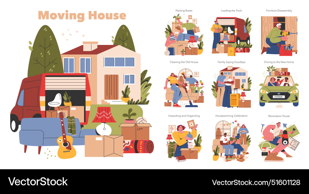 Moving house flat Royalty Free Vector Image - VectorStock