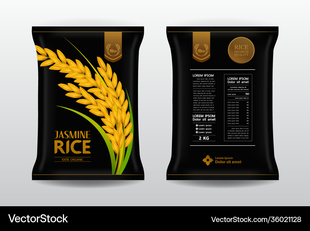 Premium rice product package mockup Royalty Free Vector