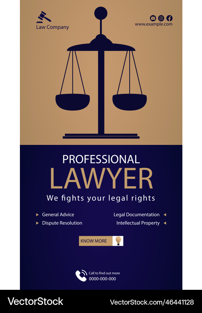 Professional lawyer portrait template design Vector Image