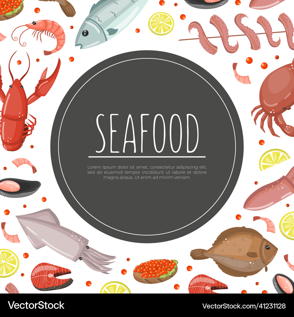 Seafood banner template fish market restaurant Vector Image