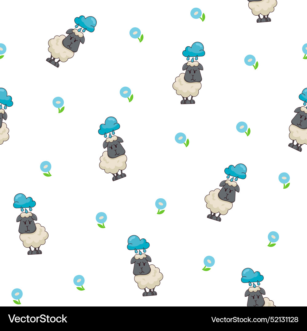 Sheep character cartoon seamless pattern Vector Image