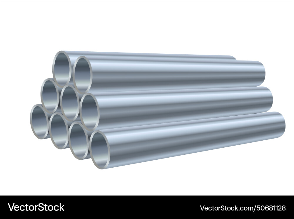 Stack of steel pipes in realistic style Royalty Free Vector