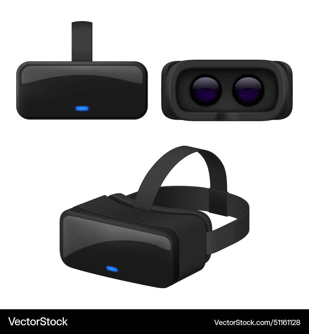 Vr headset front back side view virtual reality Vector Image