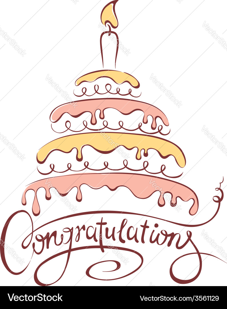Cake and congratulations Royalty Free Vector Image