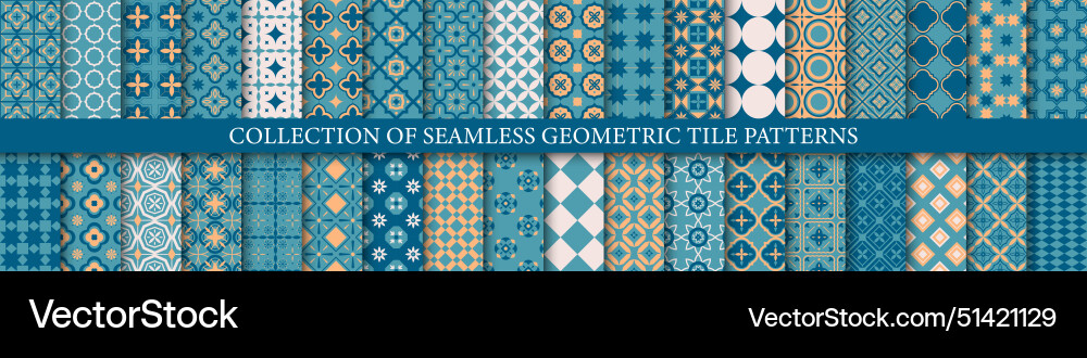 Collection of seamless geometric modern colorful Vector Image