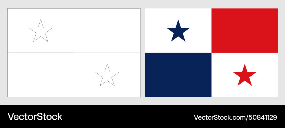 Coloring flag set of panama Royalty Free Vector Image