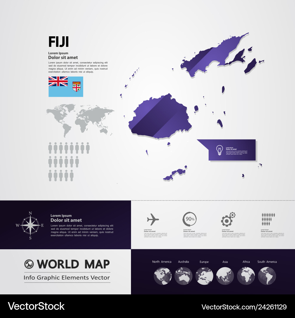 Fiji map Royalty Free Vector Image - VectorStock