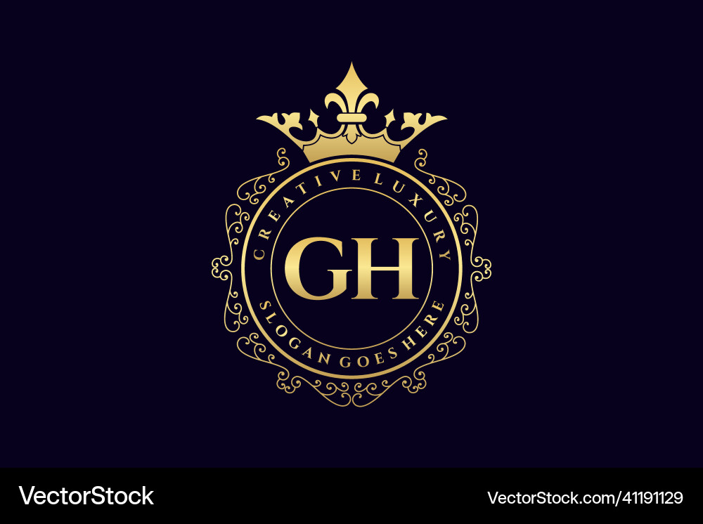 Gh initial letter luxury calligraphic feminine Vector Image