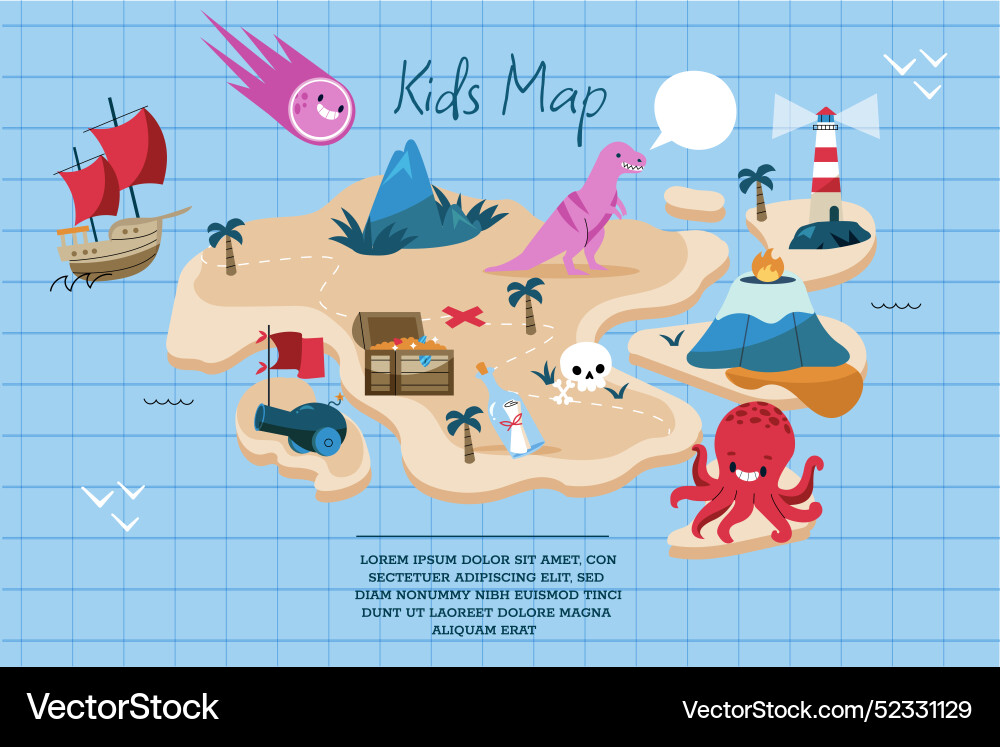Hand drawn kids map Royalty Free Vector Image - VectorStock