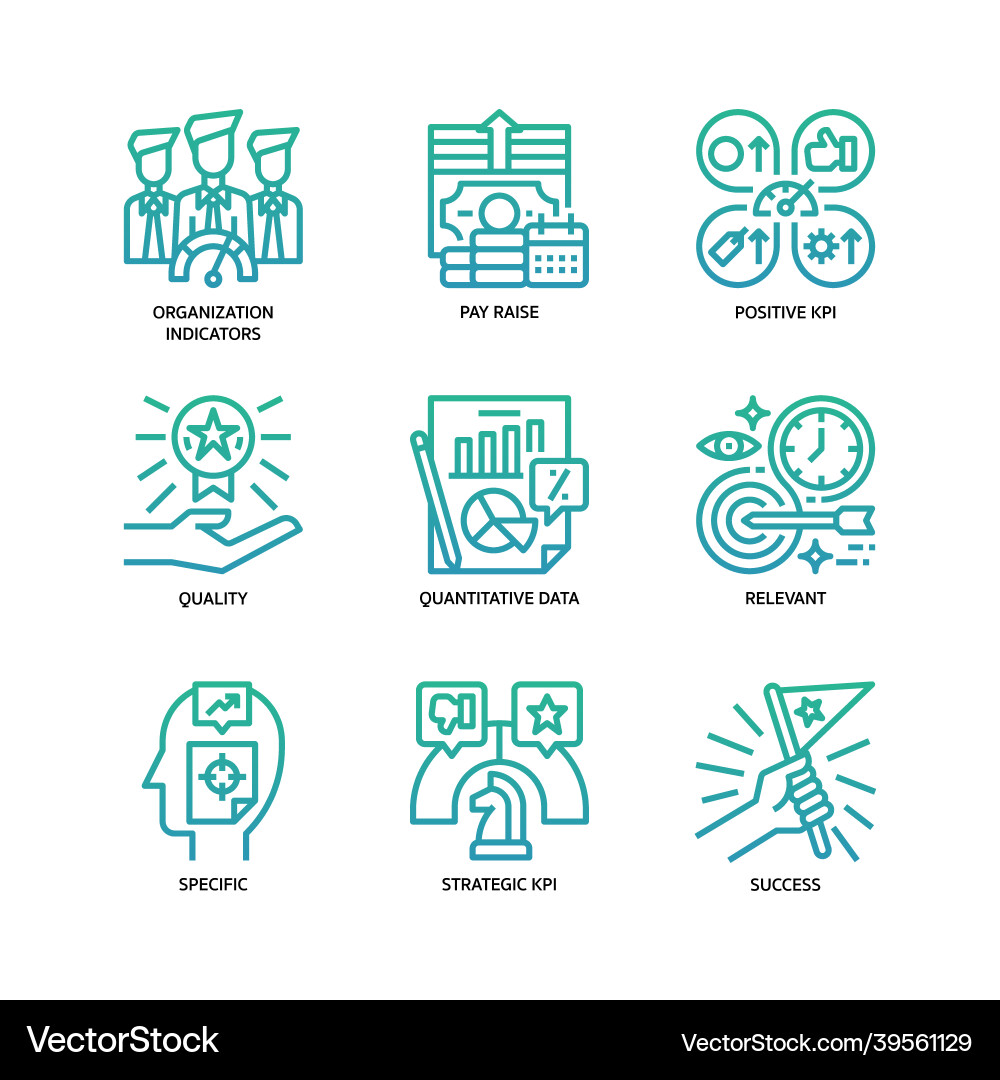 KPI Icons Set - Business Performance Royalty Free Vector
