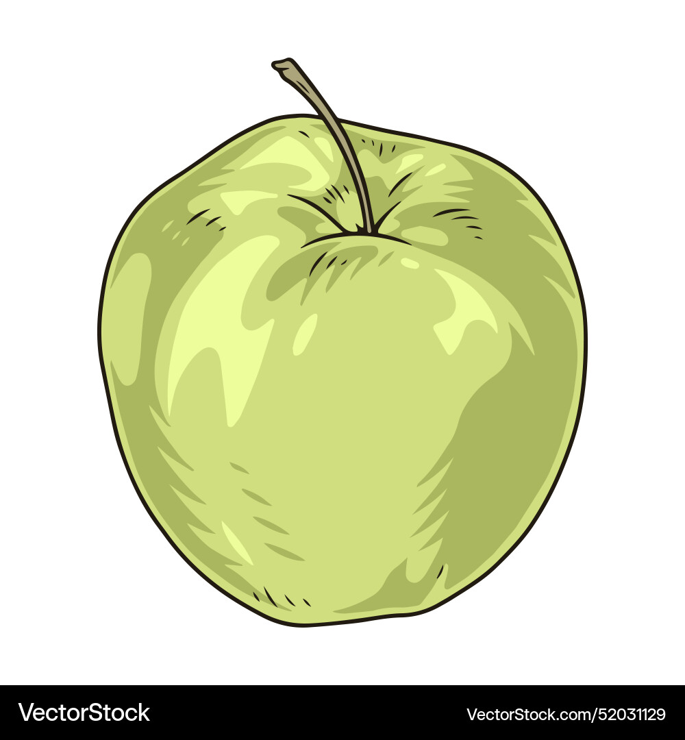 Ripe apple detailed label green Royalty Free Vector Image