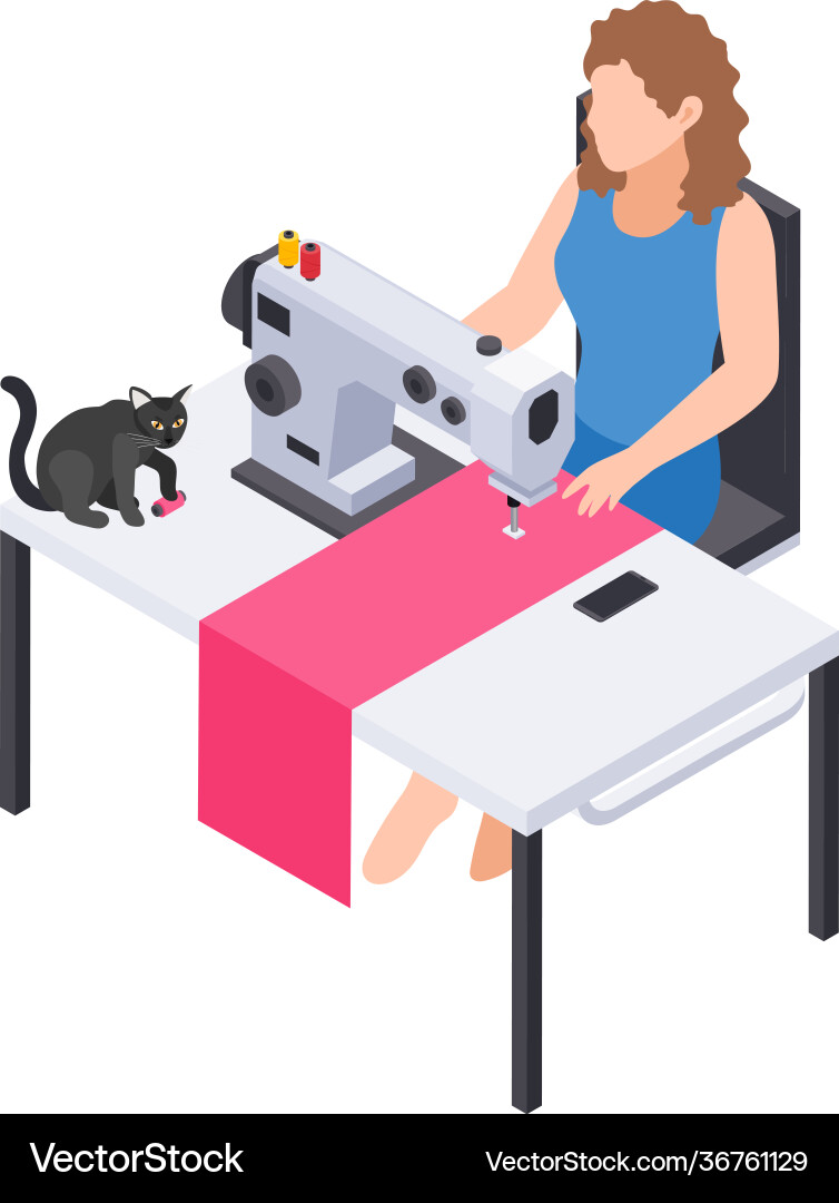 Sewing at home composition Royalty Free Vector Image