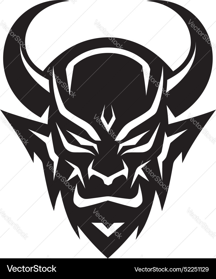 Sinister oni mask symbol elegant black icon Vector Image
