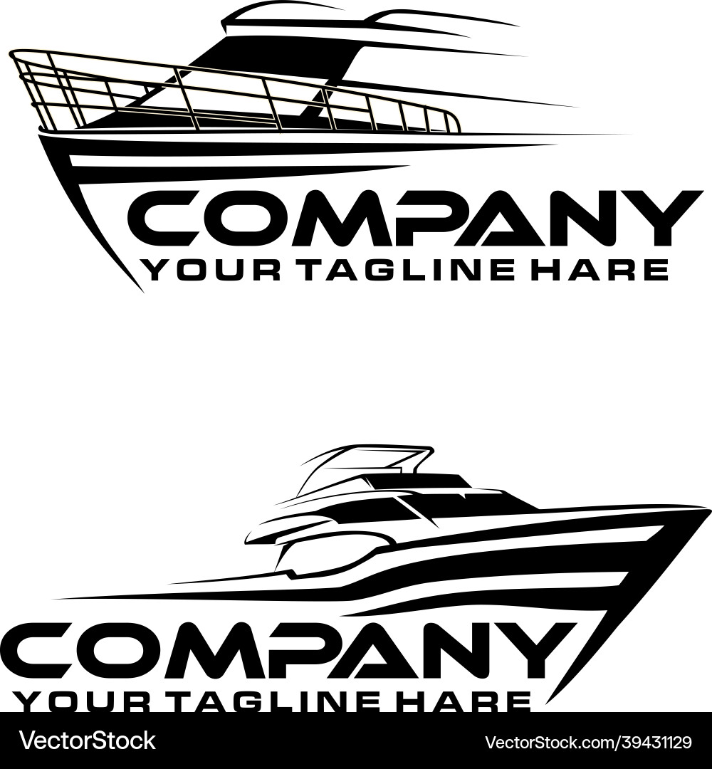 Speed Boat Line Art Logo Lizenzfreies Vektorbild