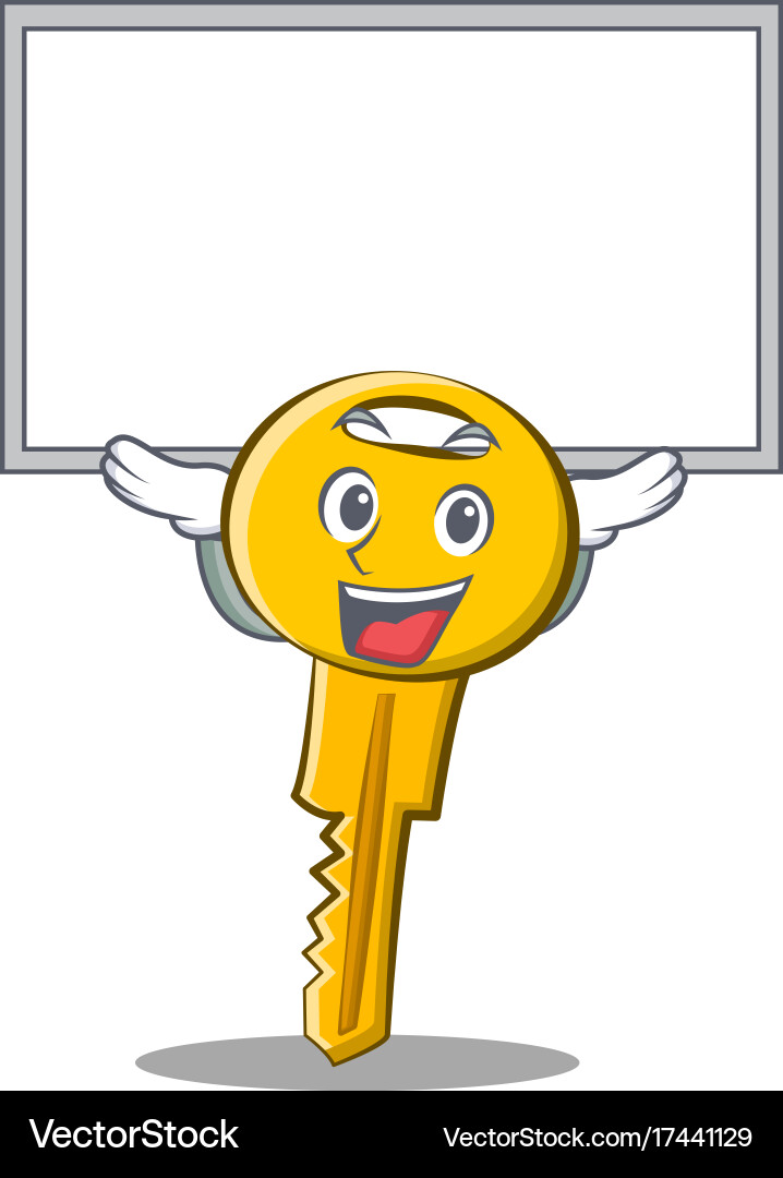Up board key character cartoon style Royalty Free Vector