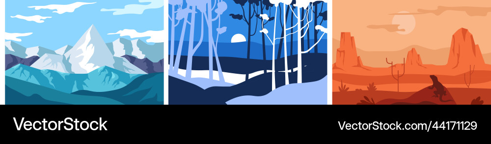 Winter mountain landscape forest and desert view Vector Image