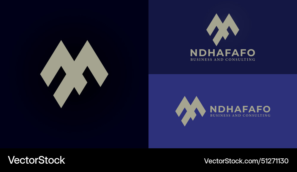 Abstract initial mountain letter nf or fn logo Vector Image