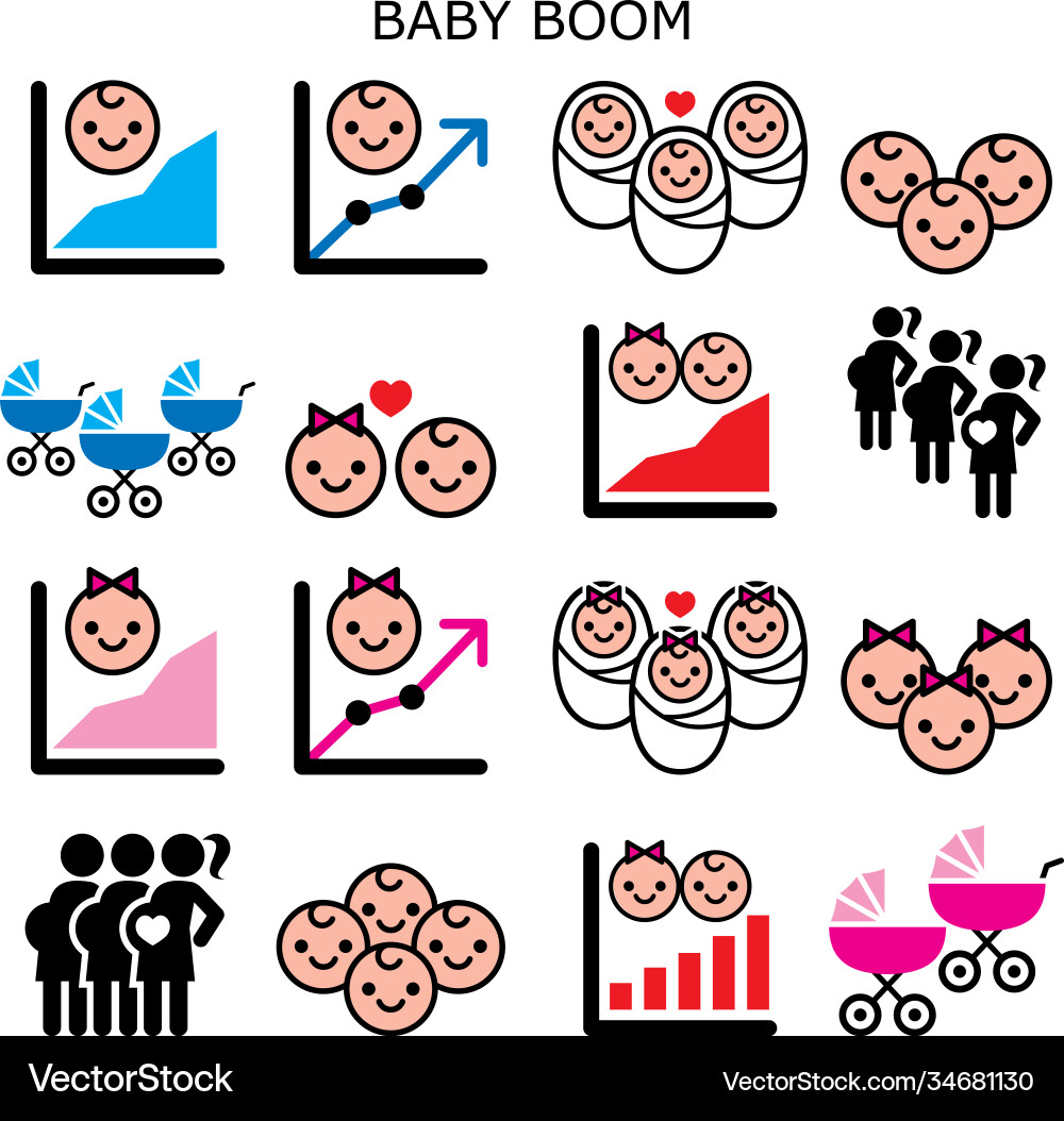 Baby Boom & Generation Icons Royalty Free Vector Image